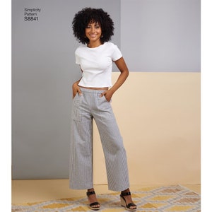 Easy Sewing Pattern for Womens Pants, Wide Leg Pants, Cropped Pants ...