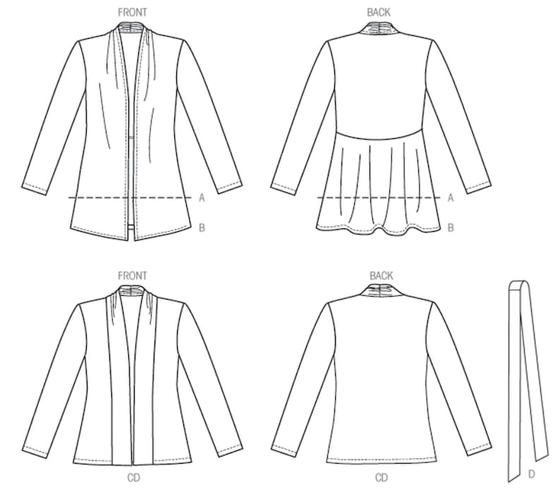 Easy Sewing Pattern for Women's Jacket, Knit Belted Jacket, Womens ...
