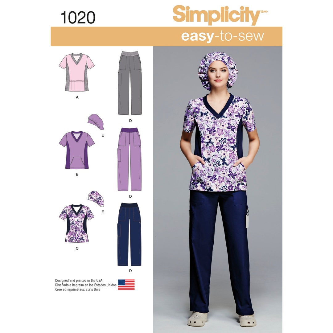 Sewing Pattern for Women's Nurse Scrubs, Scrub Pants, Scrub Tops, Scrub ...