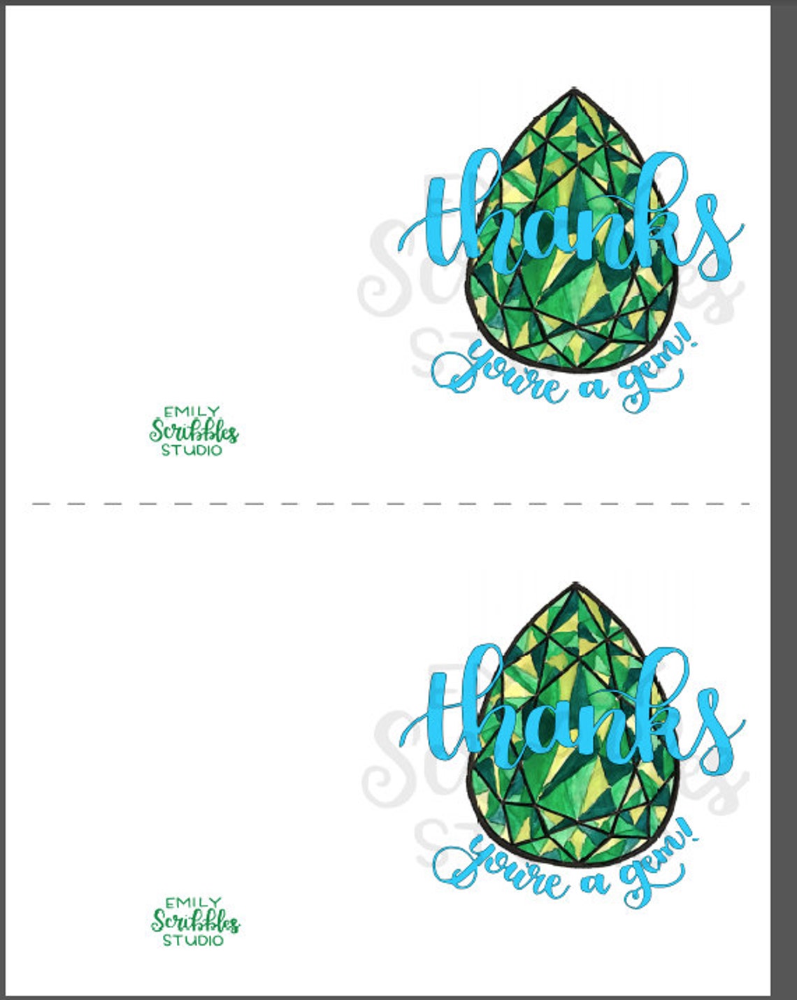 You're a Gem Thank You Card - Etsy