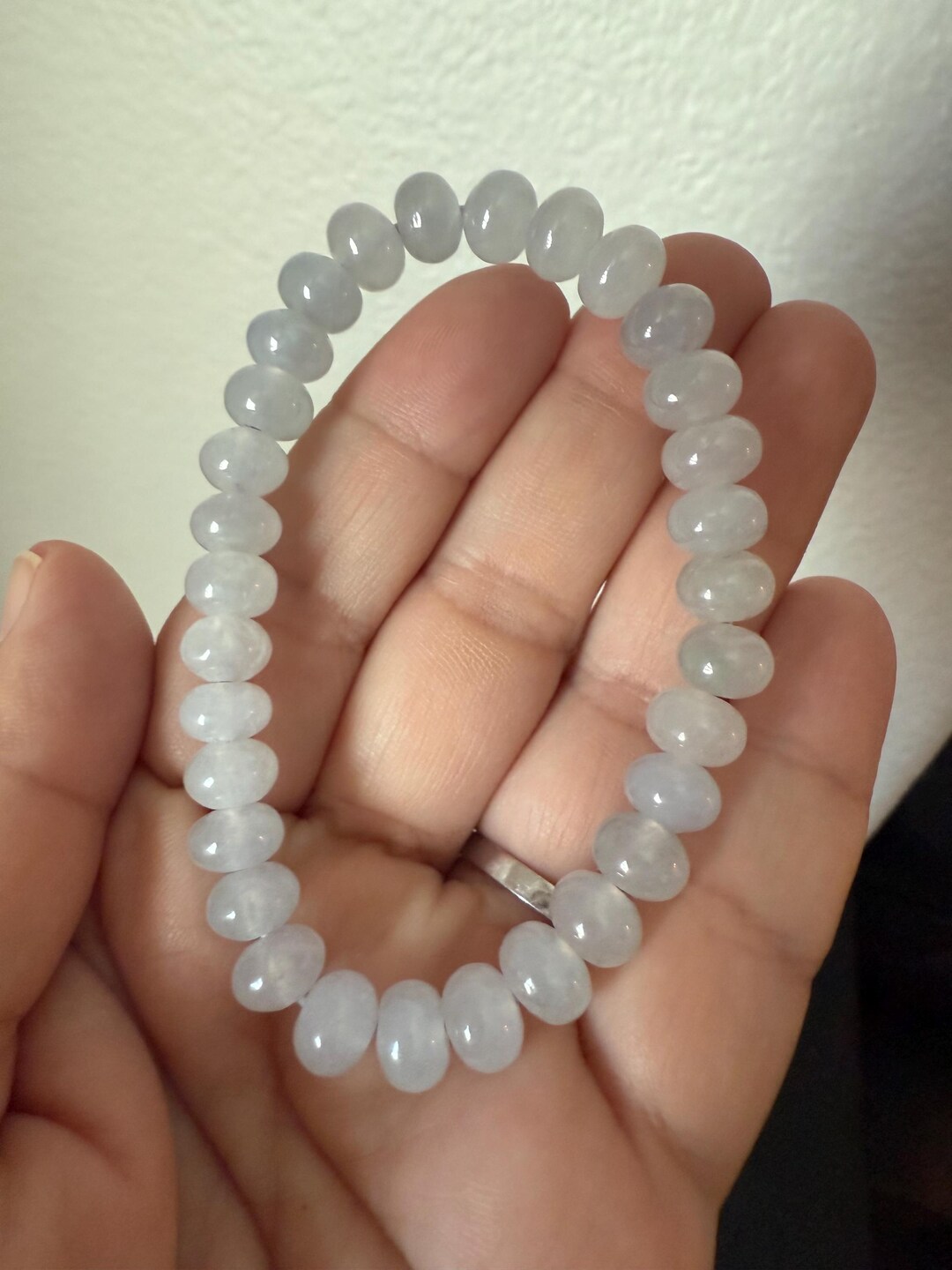 Natural Light Lavender Jadeite Barrel Bead Bracelet | 8×5.7 Mm ...