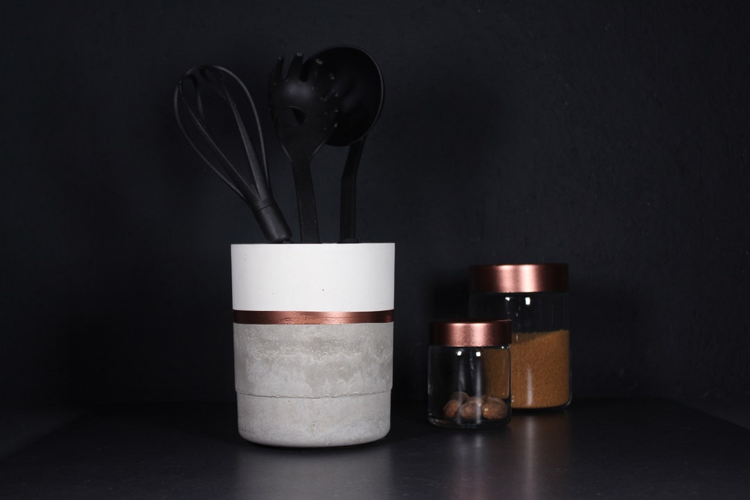 SCANDI Concrete Cooking Utensil Holder | Modern Industrial Cement ...