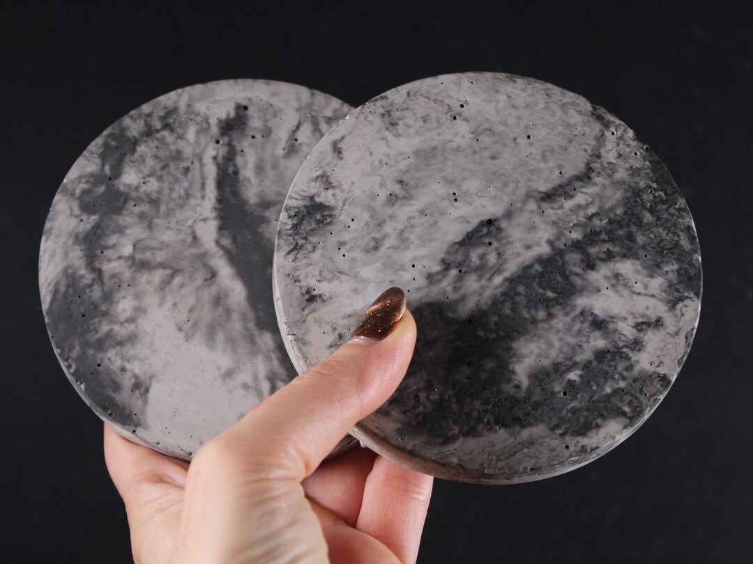 Marbled Charcoal Cement Coasters Set Beton Coasters - Etsy