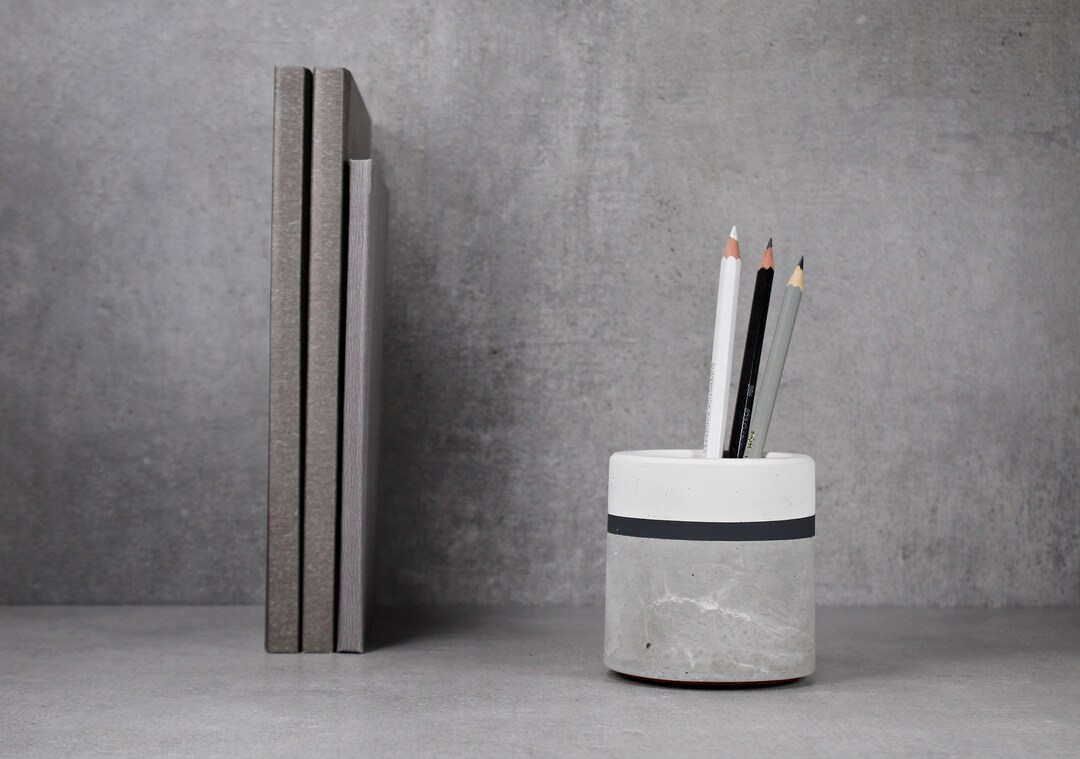 Concrete Pen Holder Beton Pencil Holders Cement Office Organizer Modern ...
