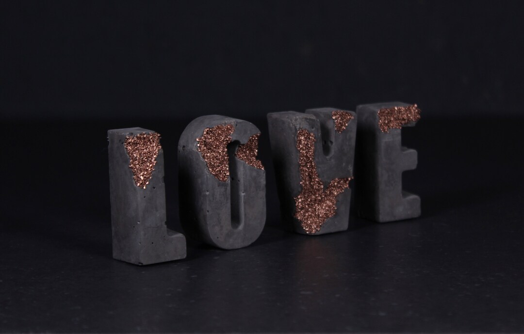 RELIEF Concrete Letters Charcoal Copper Beton Decor Freestanding ...