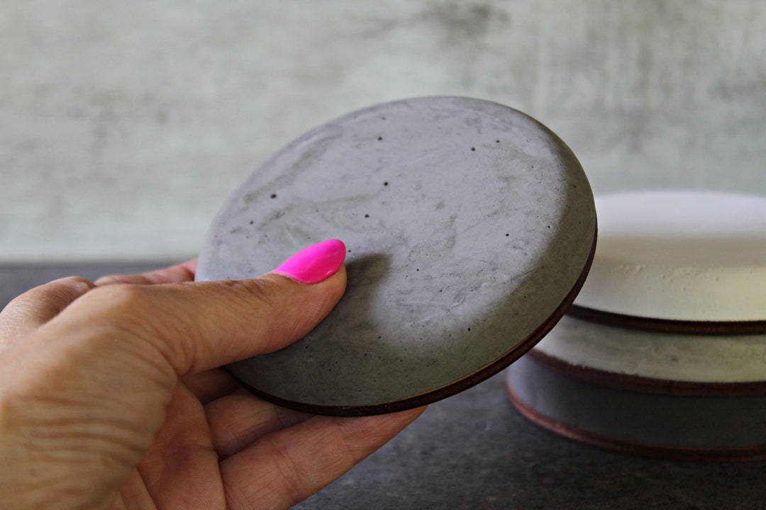 WOOD Concrete Coasters Set Beton Coasters Cement Drink Coasters ...
