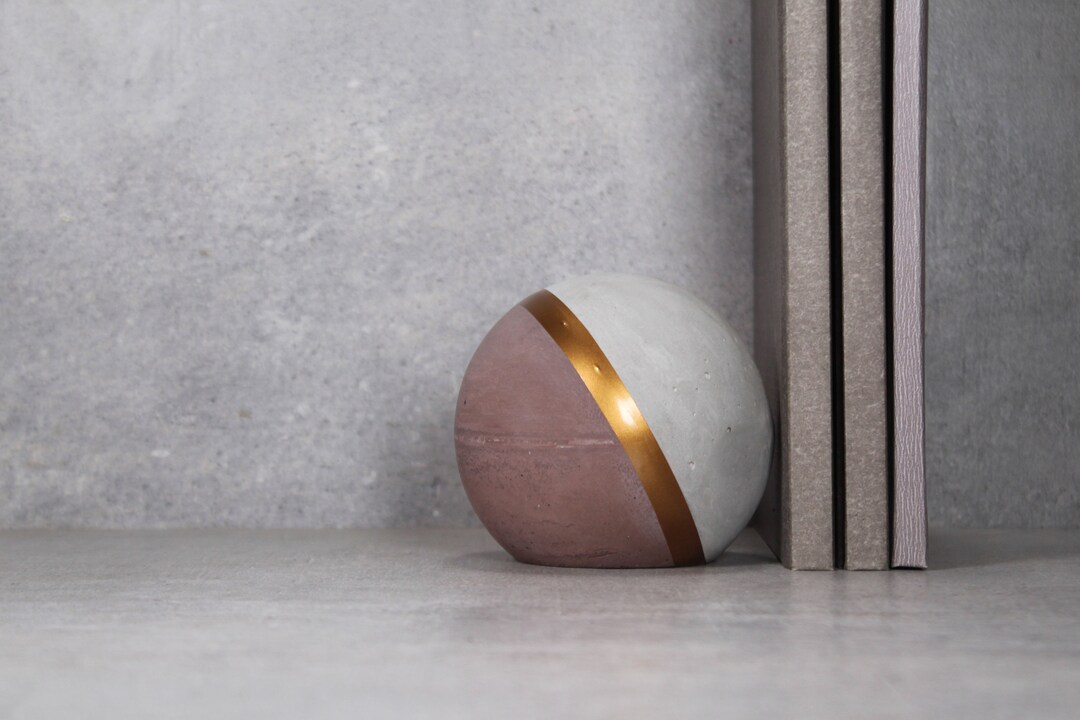 DIAGONAL Concrete Bookend Brown Grey Beton Sphere Modern Office ...
