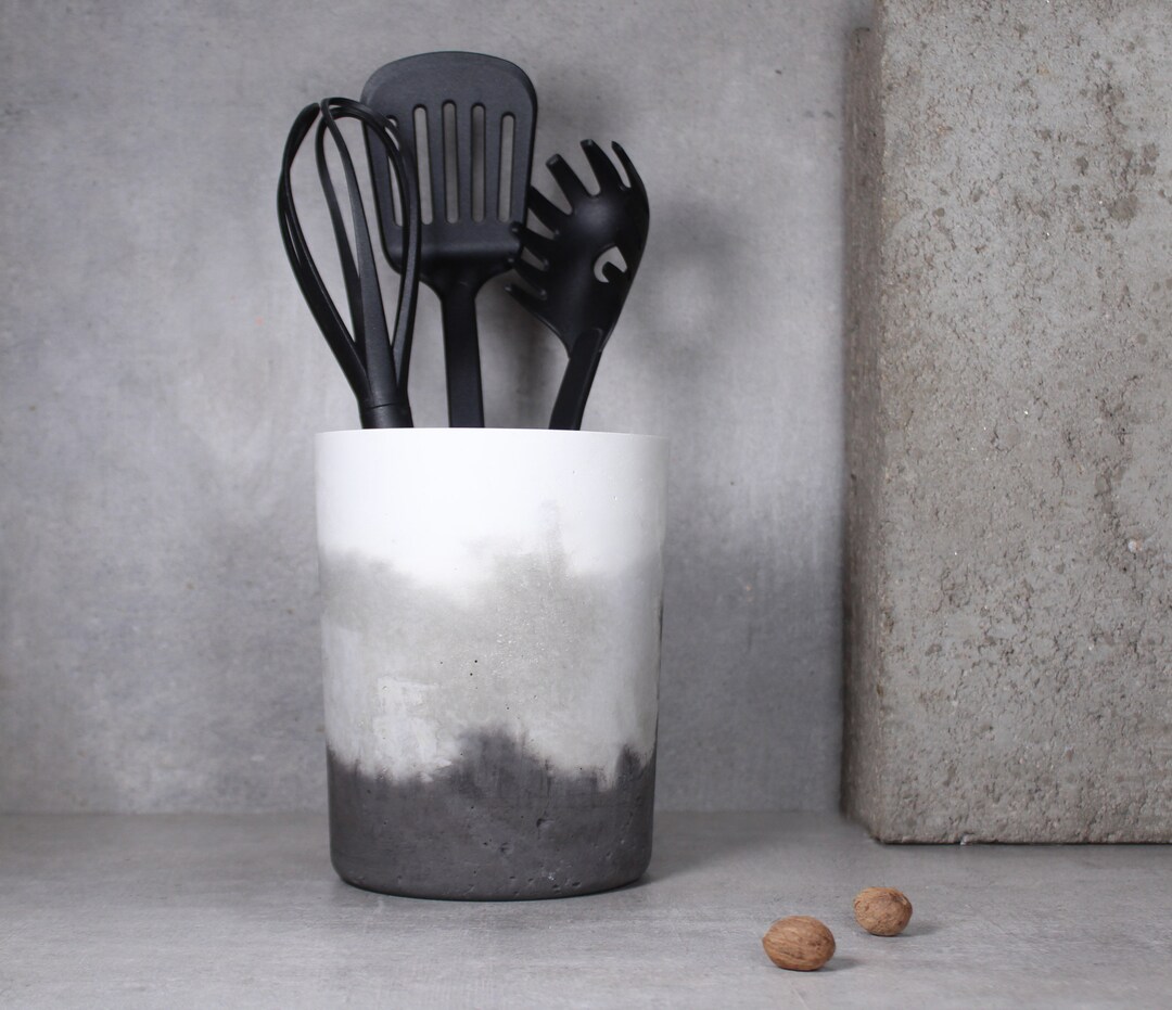 FLOW Concrete Utensil Pot | Modern Kitchen Utensil | Industrial Beton ...