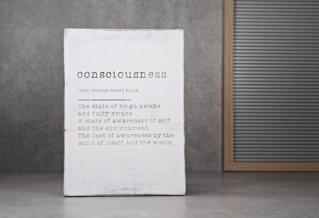 CONSCIOUSNESS Definition Sign | White Wooden Yoga Sign | Spiritual ...