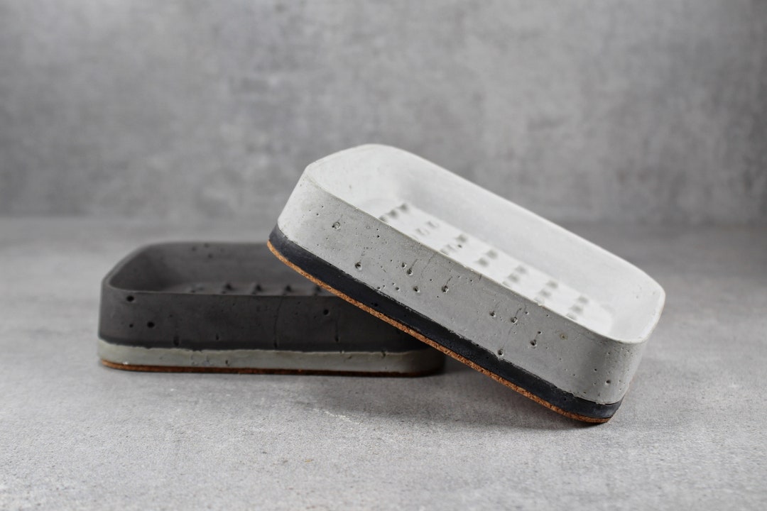 LINE Concrete Soap Dish Rectangular Concrete Soap Holder Charcoal ...
