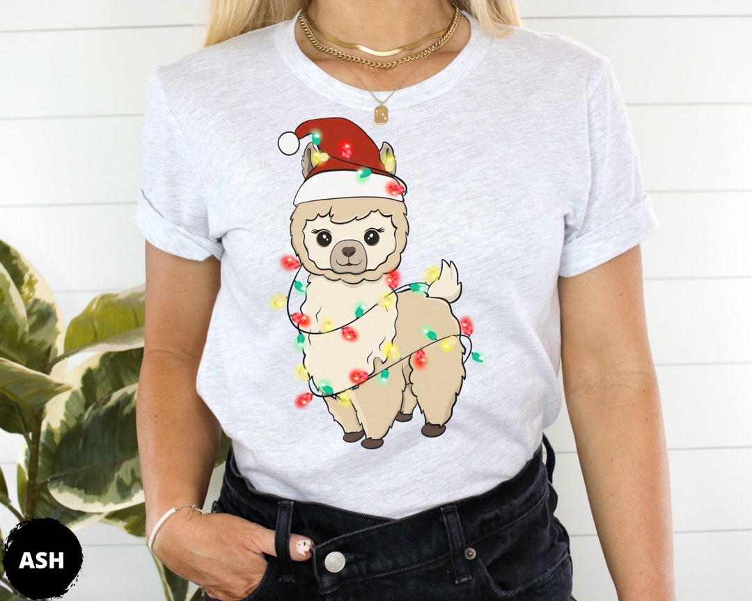 Llama Christmas Light Shirt, Trendy Llama Christmas, Western Llama ...