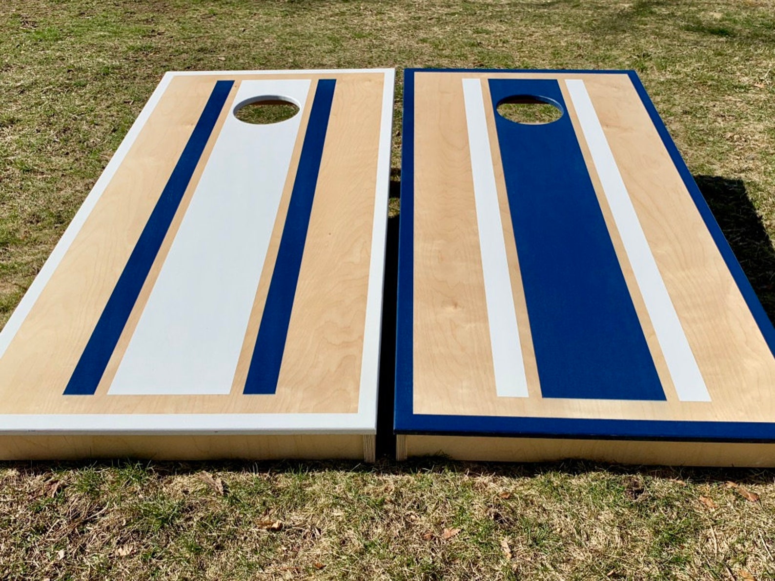 2 Color Striped Cornhole Boards- Hand Painted Custom Team Colors ...