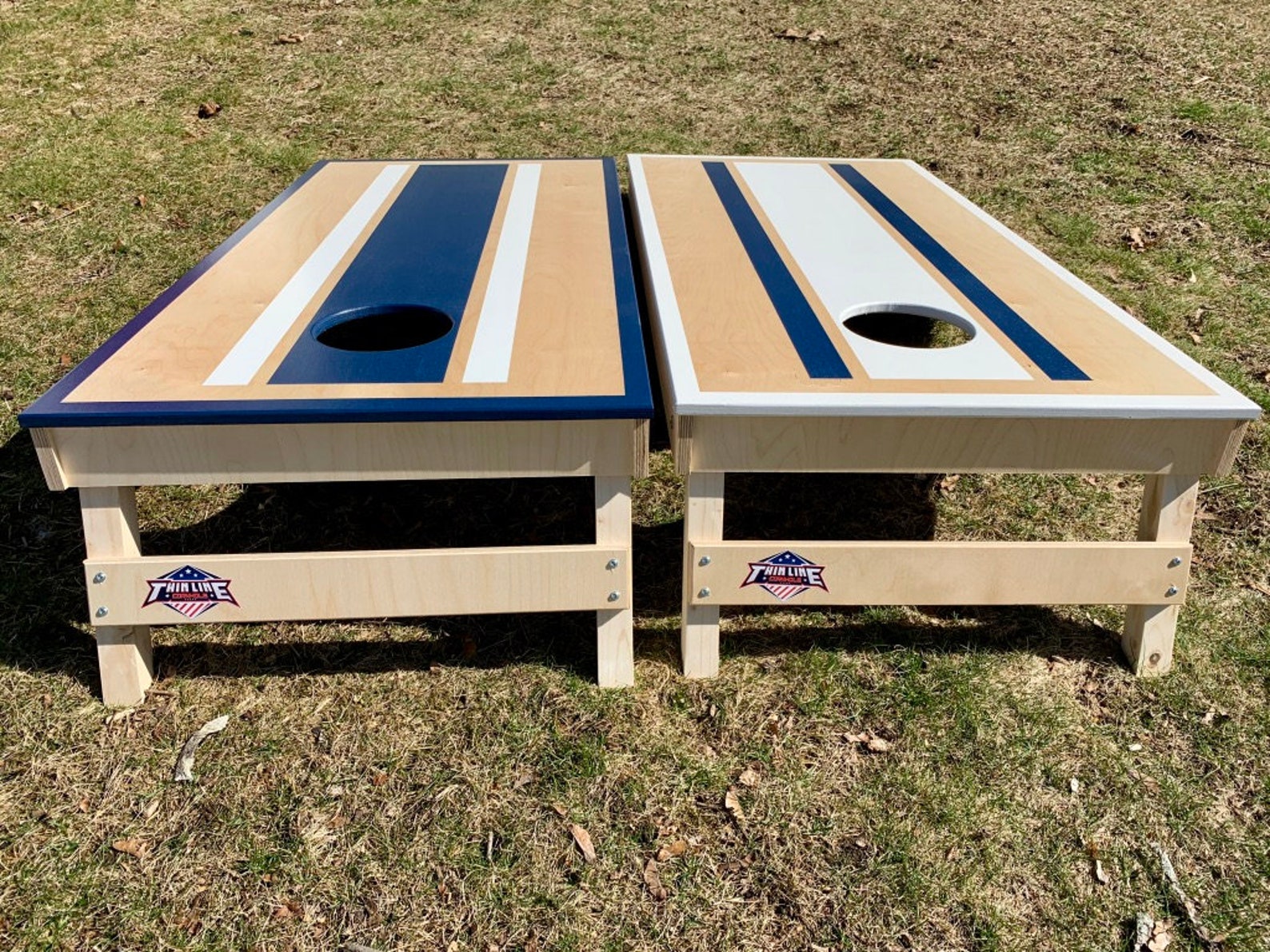 2 Color Striped Cornhole Boards- Hand Painted Custom Team Colors ...