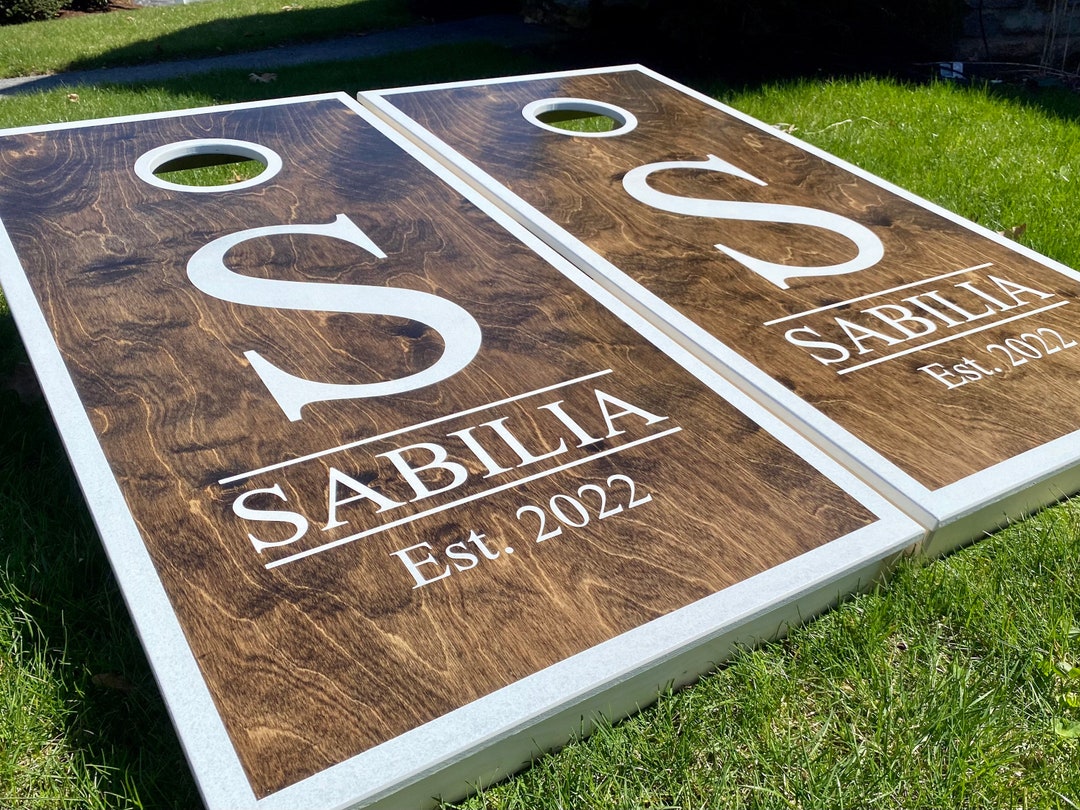 Hand Painted Wedding Cornhole Set: Personalized Monogrammed Baggo - Etsy
