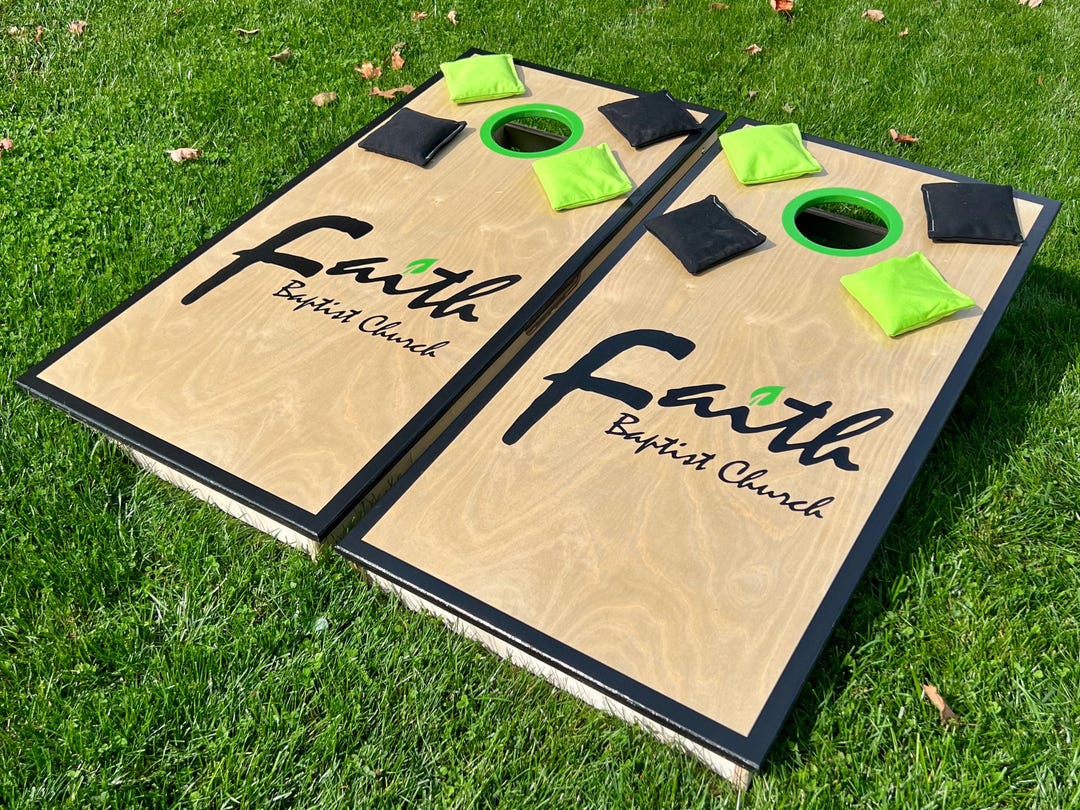 Church Logo Cornhole Boards - Custom Logo Faith Based Cornhole Set ...