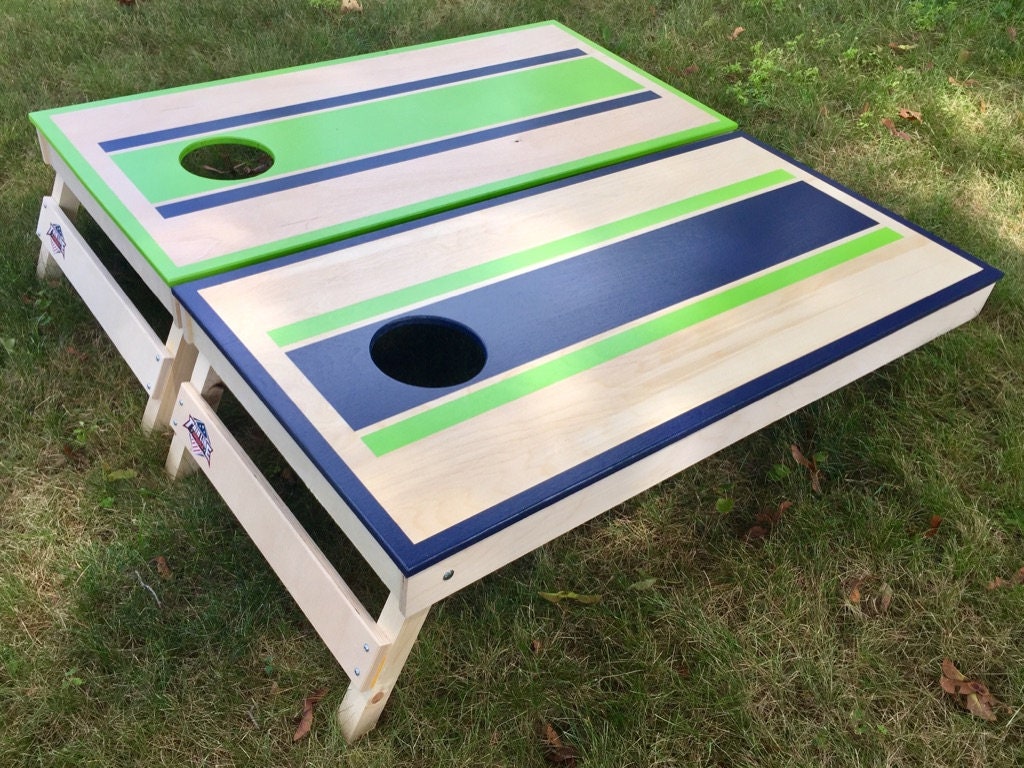 2 Color Striped Cornhole Boards- Hand Painted Custom Team Colors ...