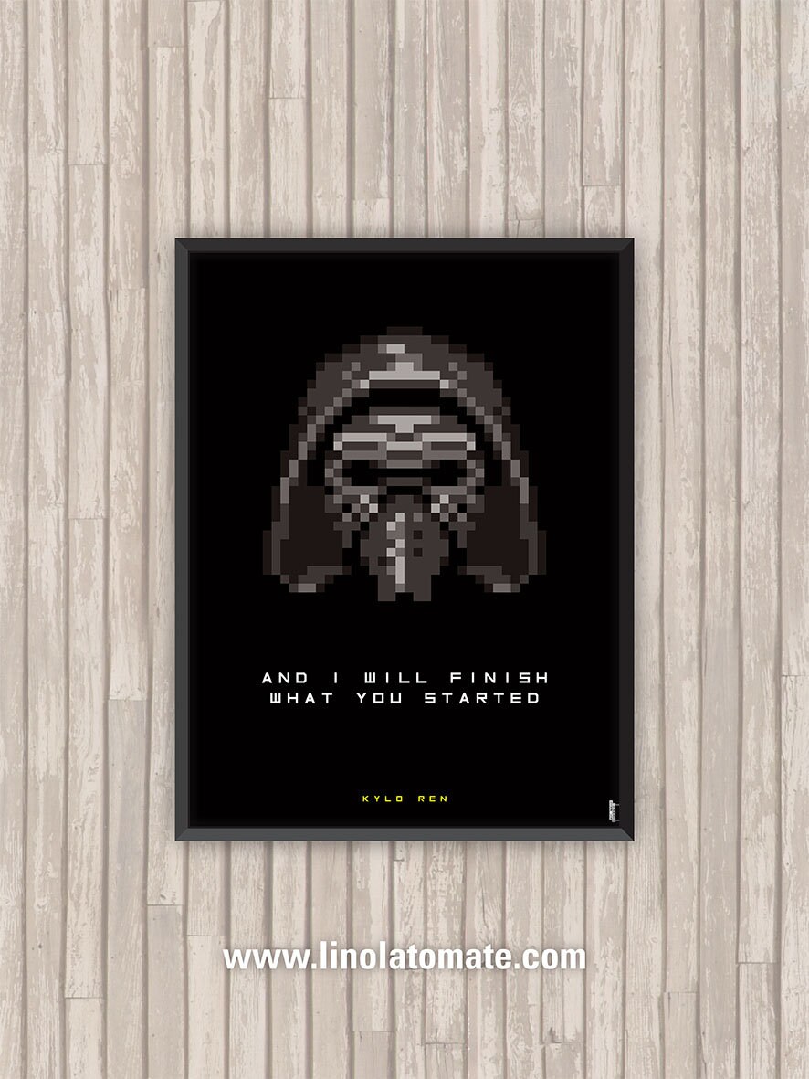 STAR WARS, Kylo Ren, Pixel art, l’affiche revisitée par Lino la Tomate