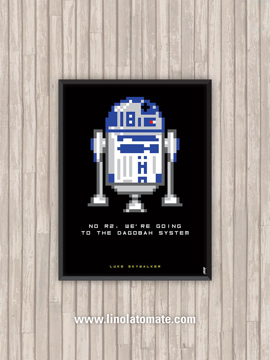 STAR WARS, R2-D2, Luke Skywalker, Pixel art, l’affiche revisitée par ...