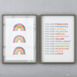 Rainbow Affirmations Poster for Kids | Nursery Wall Art | Nursery Decor ...