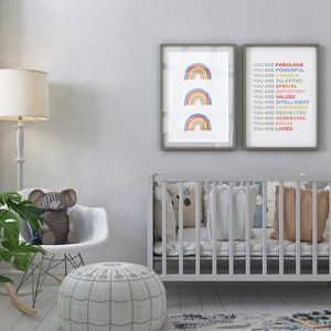 Rainbow Affirmations Poster for Kids | Nursery Wall Art | Nursery Decor ...