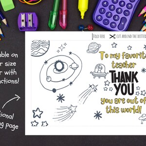 Printable Thank You Card for Teacher, Space Teacher Appreciation Card ...