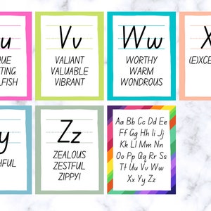 Rainbow Affirmations Alphabet Cards, Printable Alphabet Posters ...