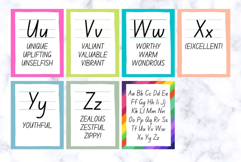 Rainbow Affirmations Alphabet Cards Printable Alphabet - Etsy
