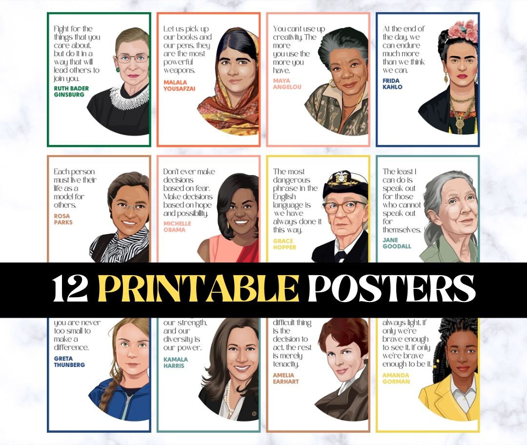 History Women Set of Posters for Classroom, Home Office, Elementary ...
