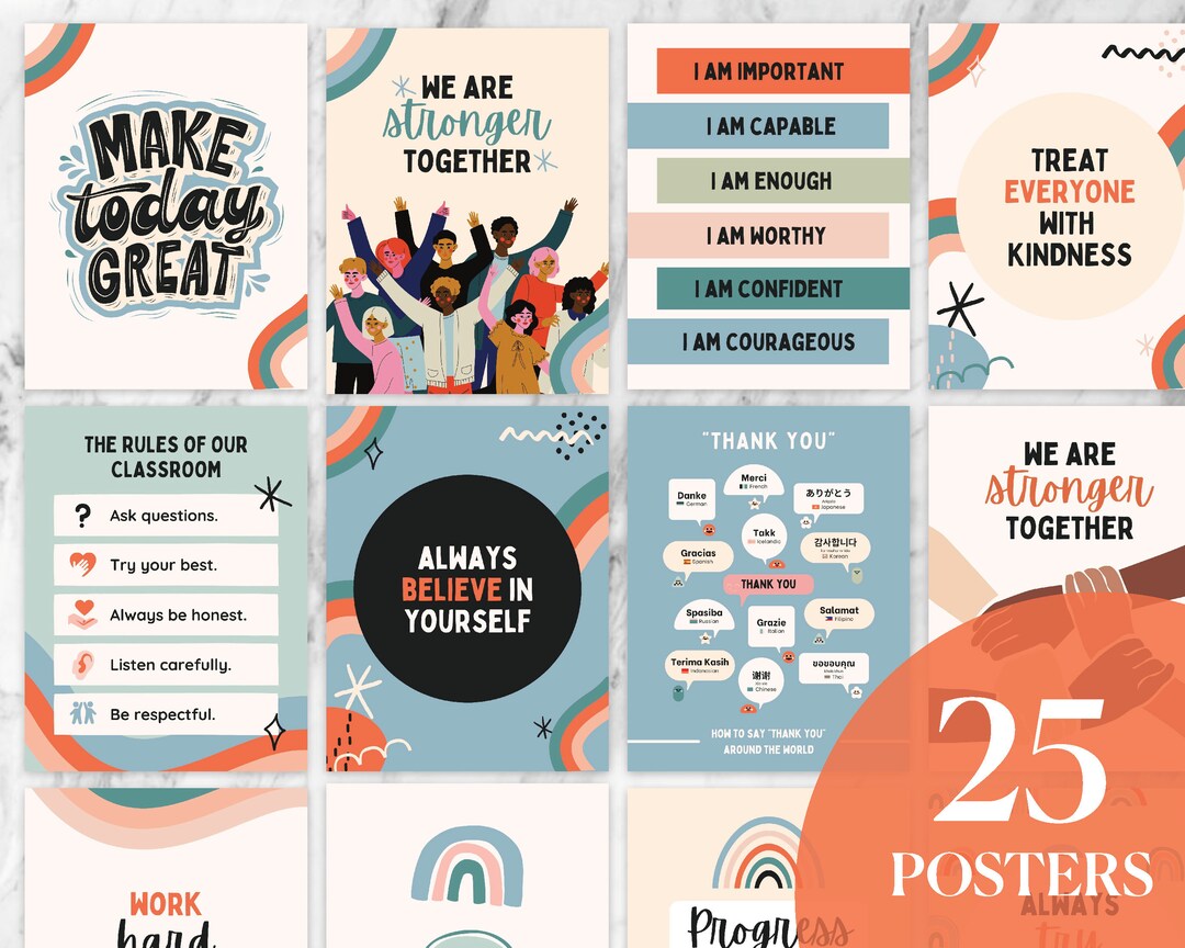 PRINTABLE Elementary Classroom Wall Art, Digital Download Classroom ...