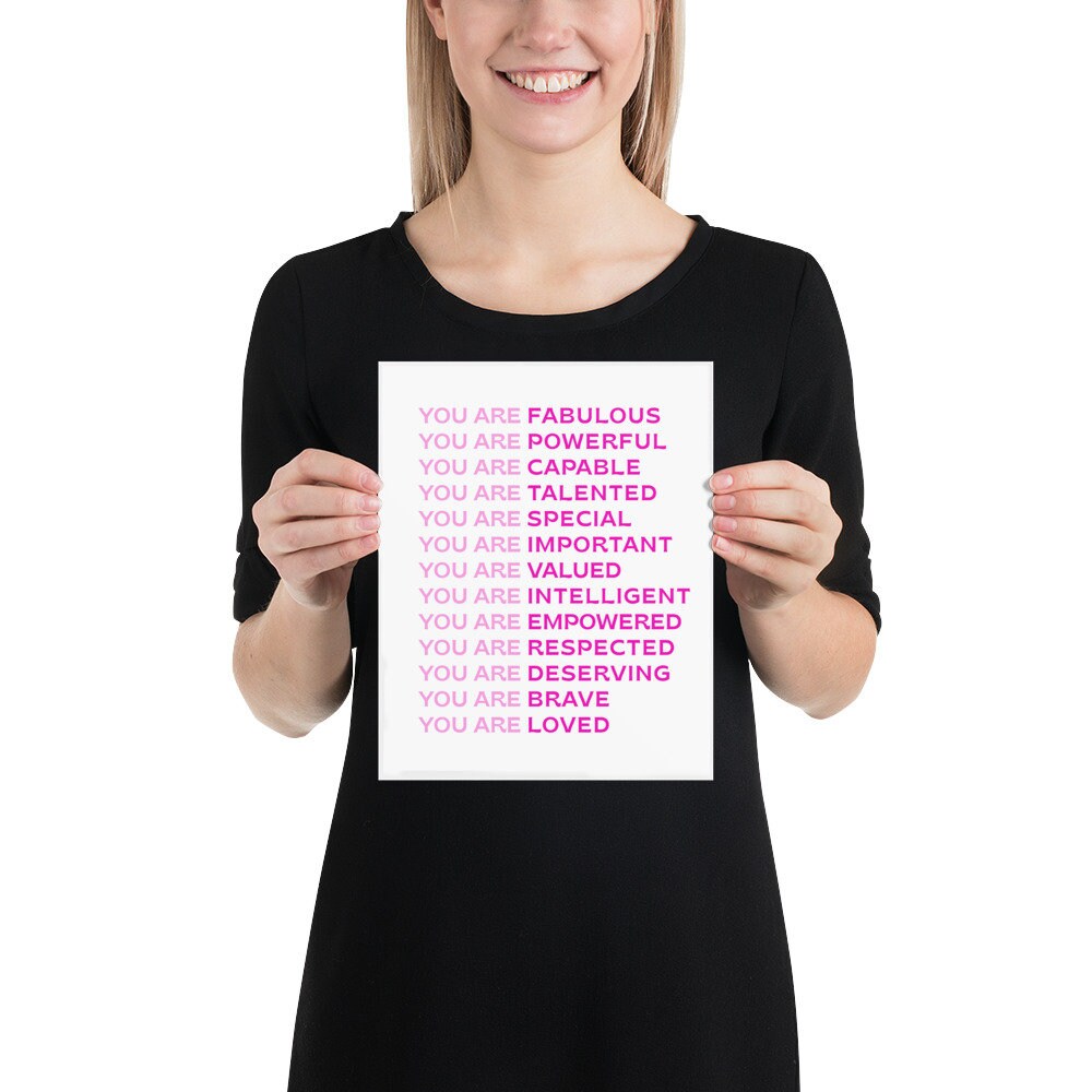 Hot Pink Affirmations Poster, Self Love Poster, Girls Room Decor, Gift ...