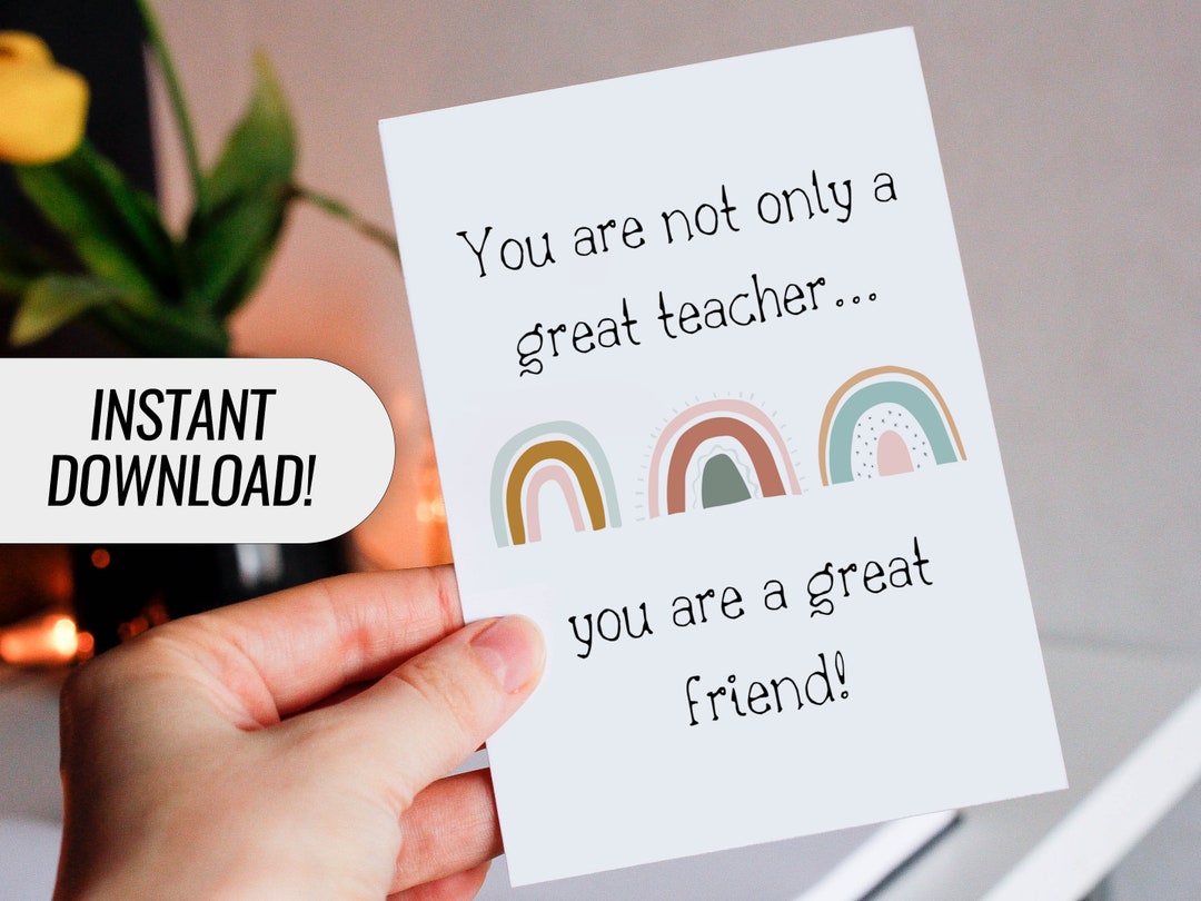 Carte de remerciement imprimable pour l'enseignant, carte d ...