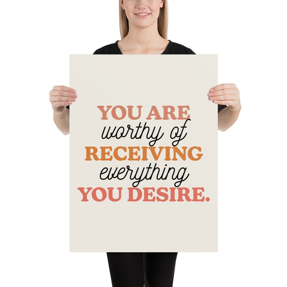 You Are Worthy Affirmations Poster Self Love Art Empowering | Etsy