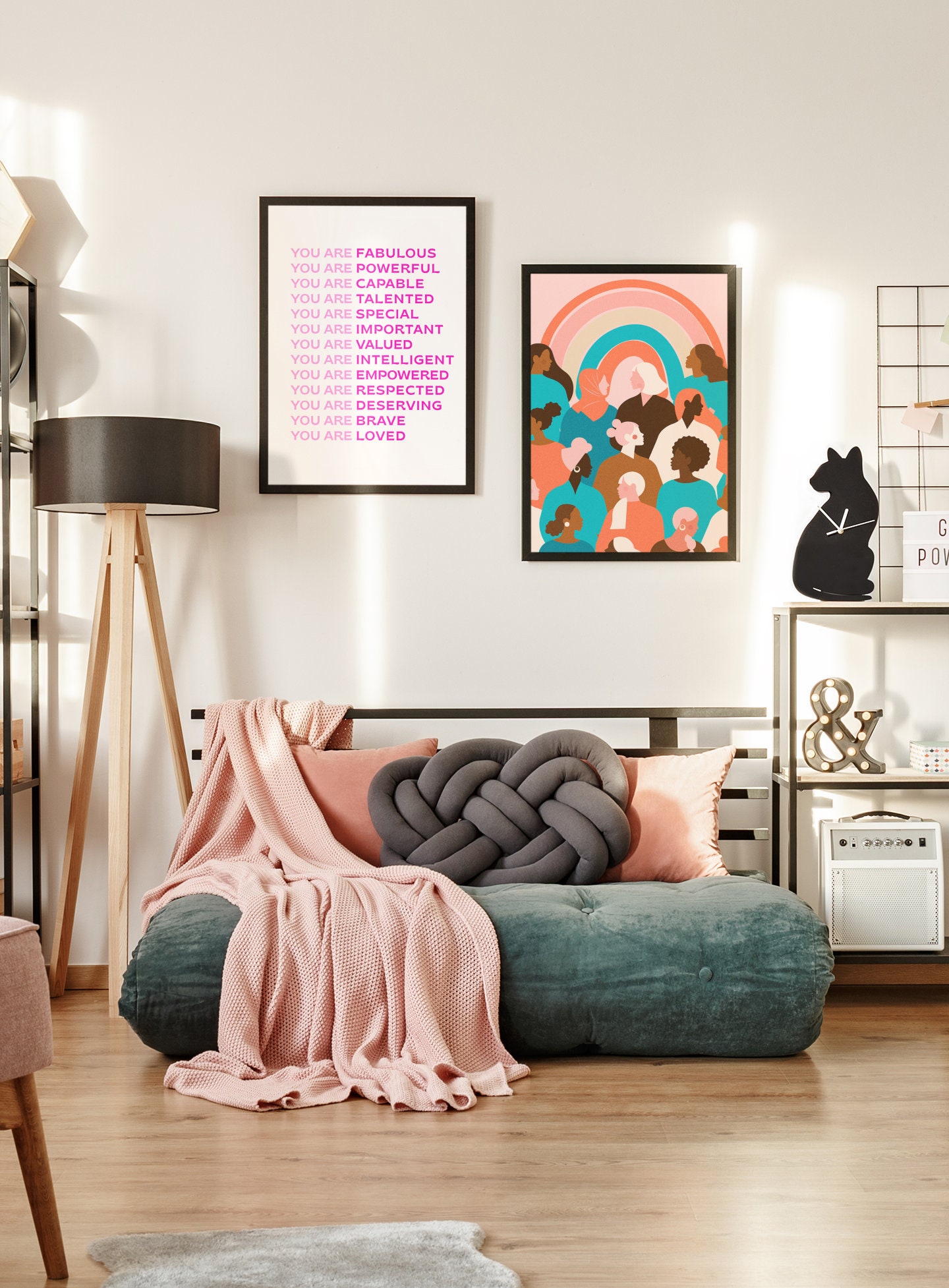 Hot Pink Affirmations Poster, Self Love Poster, Girls Room Decor, Gift ...