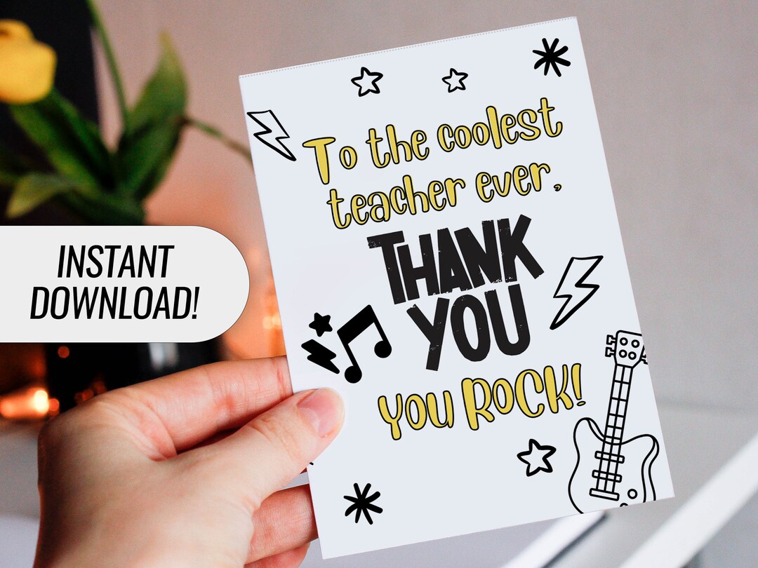 Printable Thank You Card for Teacher, Teacher Appreciation Card, End of ...