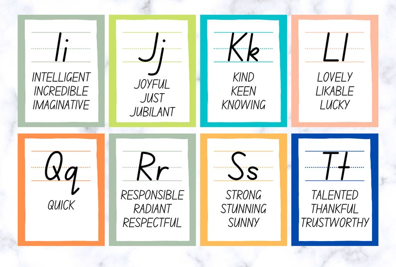 Rainbow Affirmations Alphabet Cards, Printable Alphabet Posters ...
