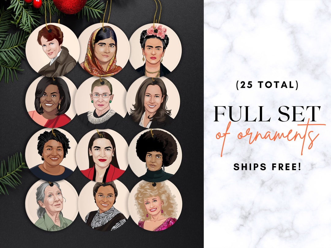 FULL SET of 25 Feminist Ornaments, Feminist Christmas Tree, Empowering ...