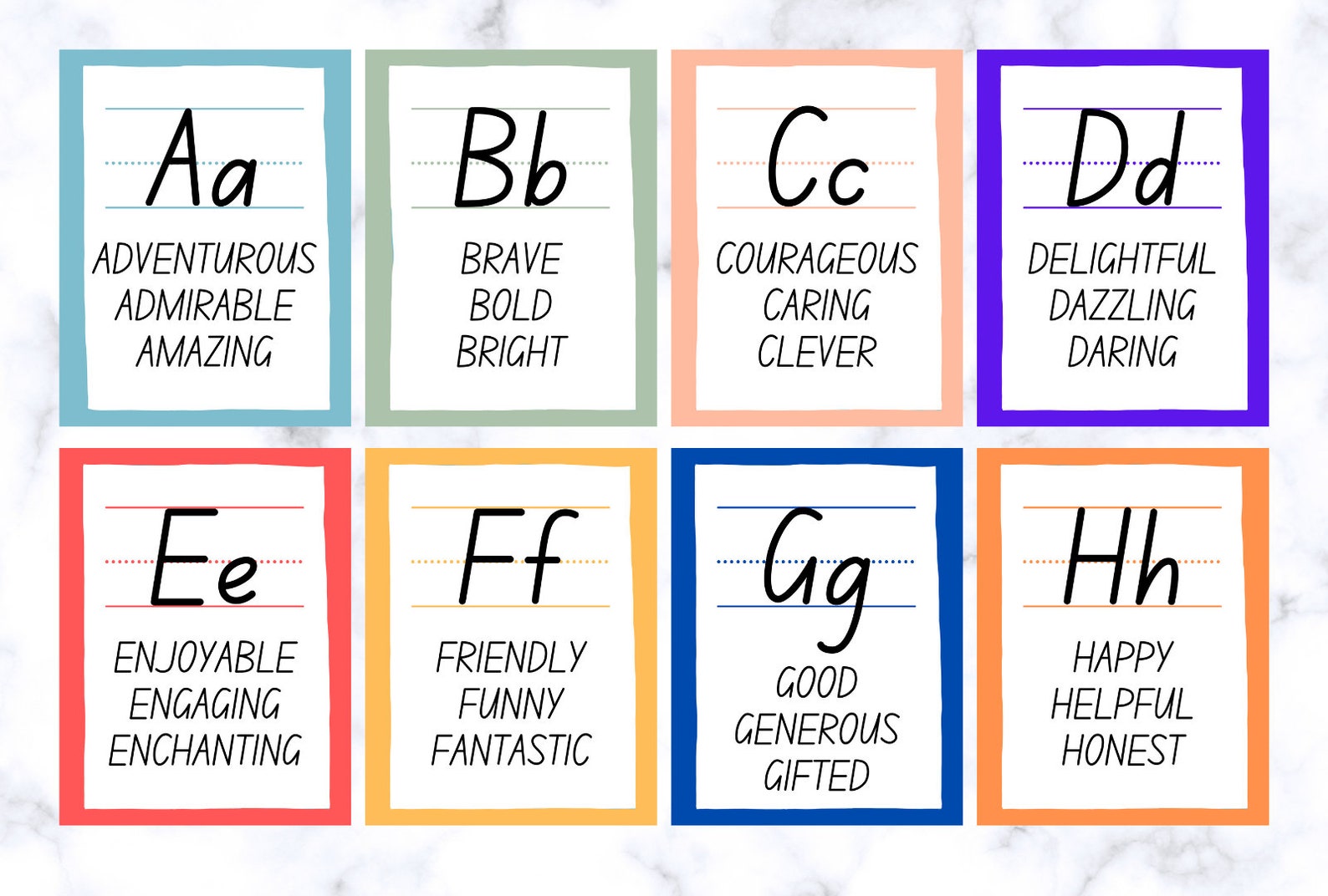 Rainbow Affirmations Alphabet Cards Printable Alphabet - Etsy