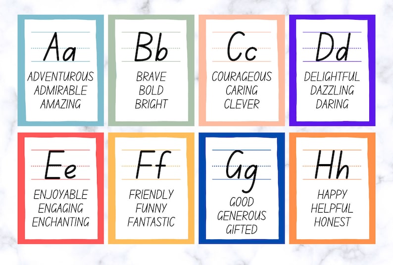 Rainbow Affirmations Alphabet Cards Printable Alphabet - Etsy