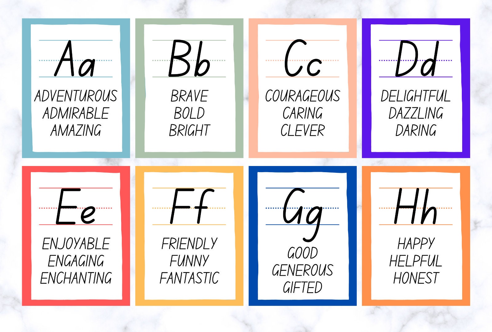 Rainbow Affirmations Alphabet Cards, Printable Alphabet Posters ...
