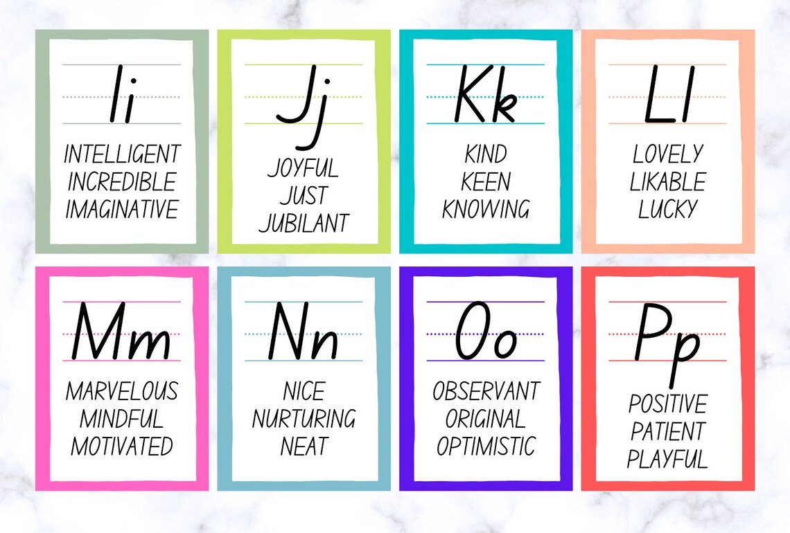 Rainbow Affirmations Alphabet Cards Printable Alphabet - Etsy