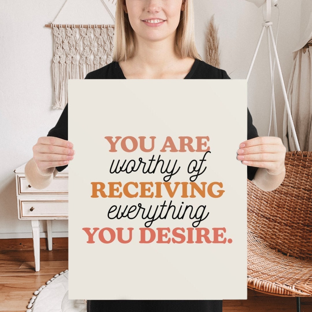 You Are Worthy Affirmations Poster, Self Love Art, Empowering Wall Art ...