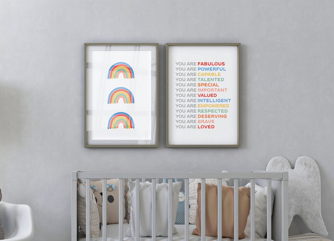 Rainbow Affirmations Poster for Kids | Nursery Wall Art | Nursery Decor ...