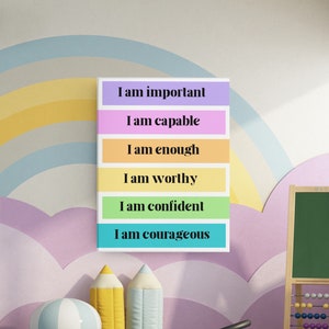 PRINTABLE Children's Affirmations Wall Art, Digital Download Classroom ...