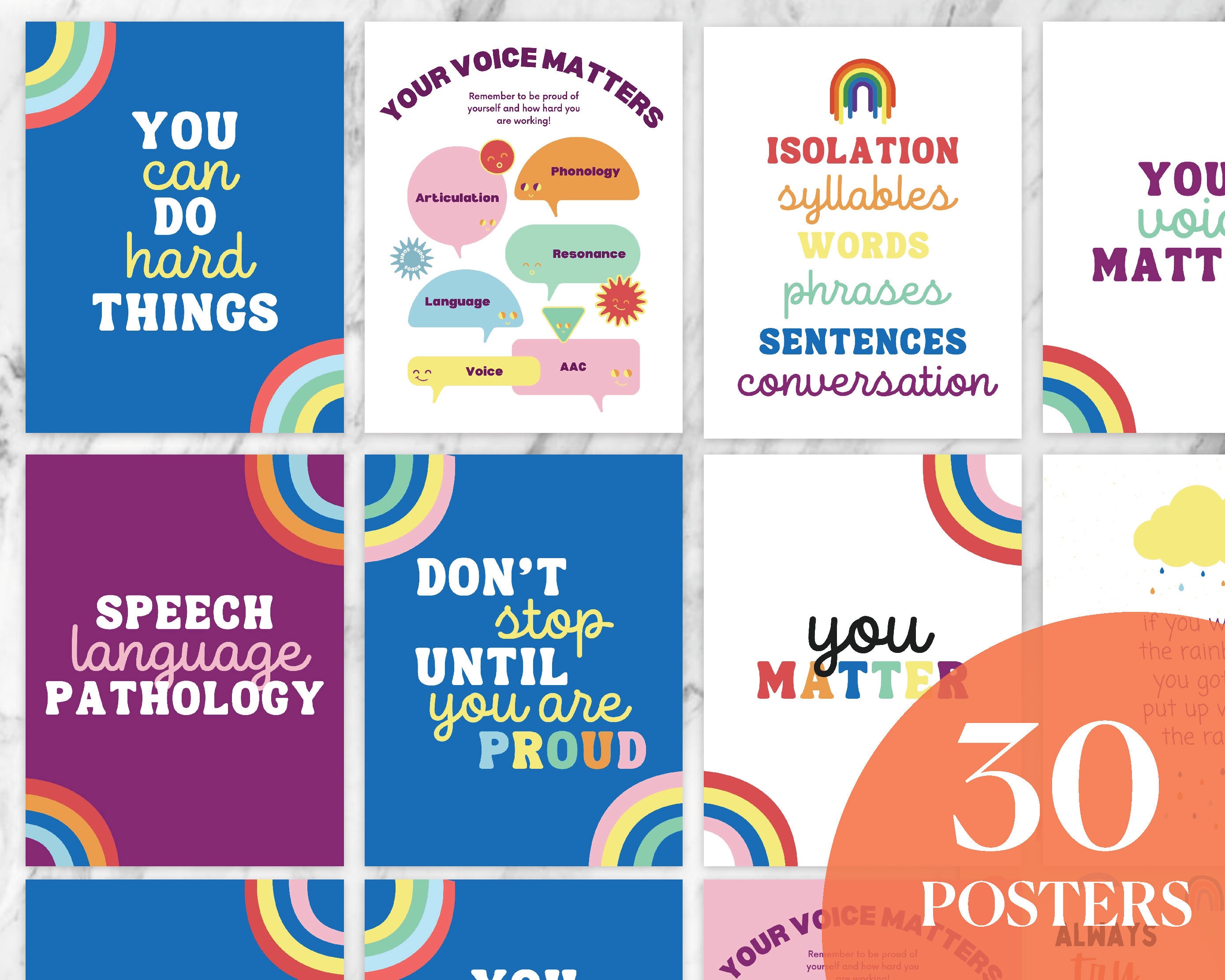 PRINTABLE Speech Therapy Rainbow Wall Art, Digital Download SLP Decor ...