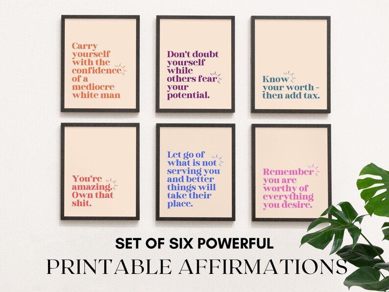 Printable Set of Affirmations Posters Digital Download - Etsy