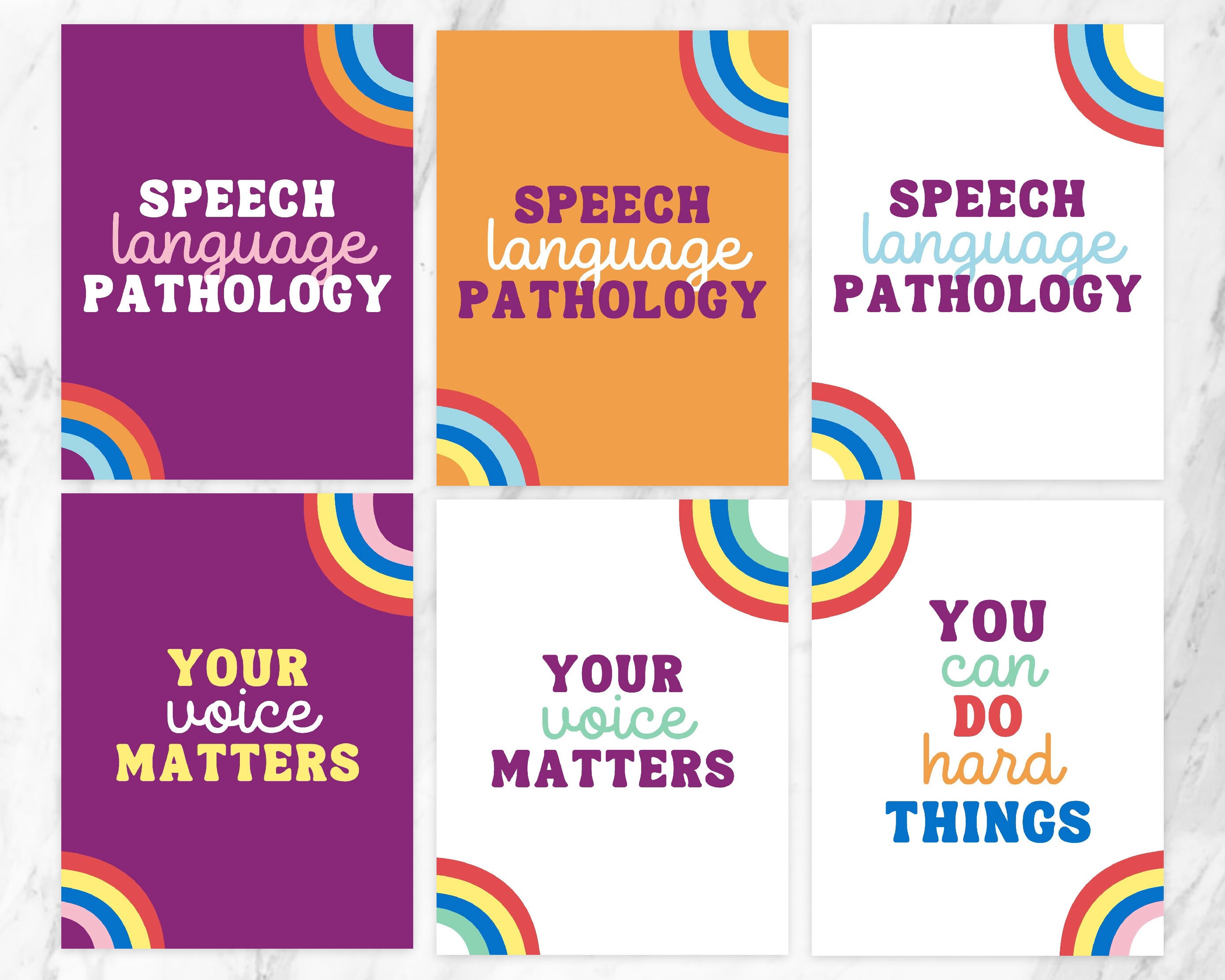 PRINTABLE Speech Therapy Rainbow Wall Art, Digital Download SLP Decor ...