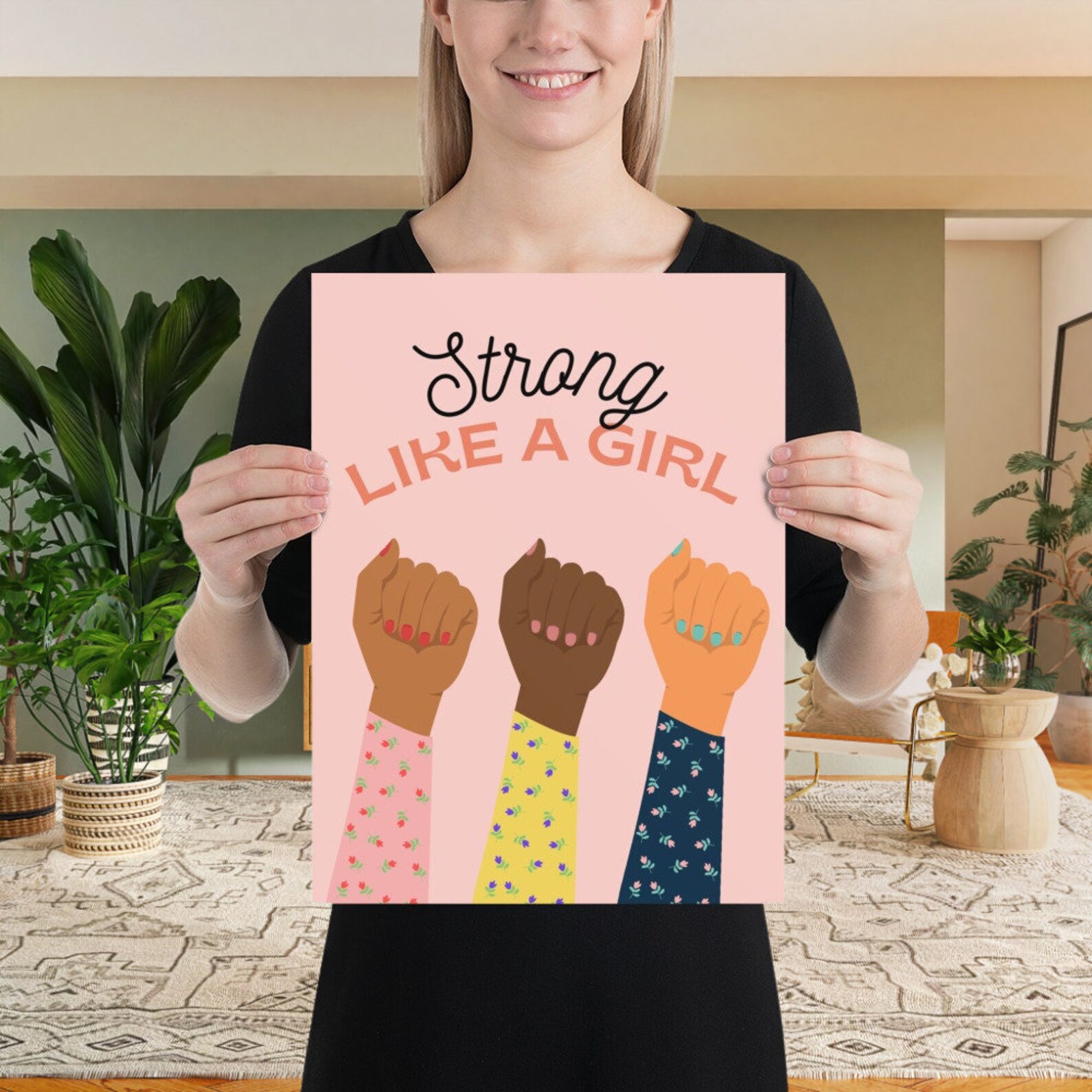Set of Three Feminist Light Pink Nursery Room Prints, Girls Room Prints ...