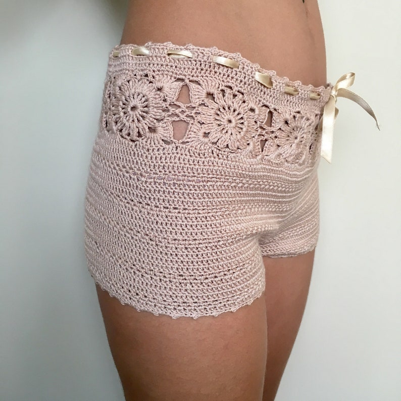 Crochet Shorts-beige Crochet Shorts-lace Shorts Swimsuit-bikini Cover ...