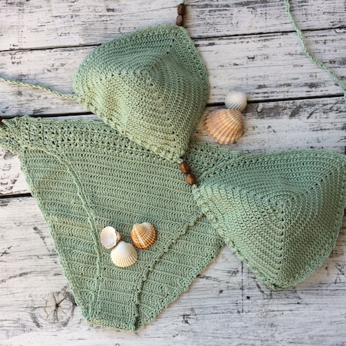Crochet Bikini Set White Crochet Swimwear Boho Cotton - Etsy