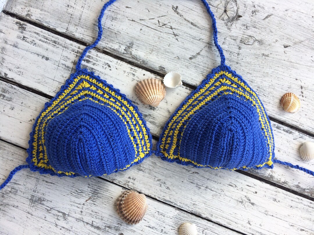Crochet bikini...Blue bikini...Triangle bikini - Etsy Portugal